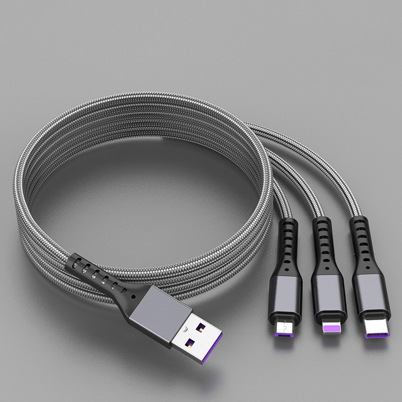 Nylon 4ft Multi USB Charging Cable 3 In 1 Universal Charger Cord